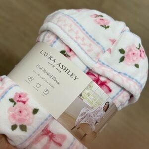 Laura Ashley | Accessories | Laura Ashley Pink Floral Plush Hooded ...